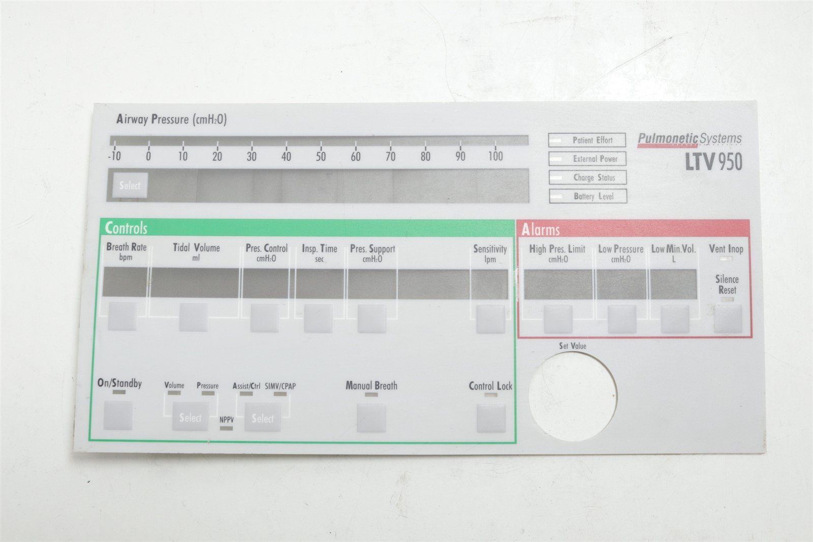 Pulmonetic Systems Air Pressure Ventilator LTV 950 Display Front Panel ...